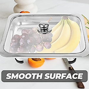 Buffet Food Holder Chafing Dish Buffet Set Rectangular Stainless Steel Chafing Dishes with Glass Lid and Holder Food Warming Tray for Parties Weddings Banquets Events