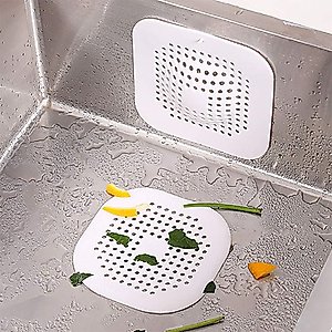 White Drain Hair Catcher, Silicone Shower Drain Hair Catcher Cover with Detachable Suction Cups Drain Hair Strainers Bathroom Sink and Bathtub Drain Strainers