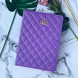 Topwin Crown Case for iPad Air 11'', iPad Pro 11 inch - Bling Diamond PU Leather Smart Auto Sleep/Wake (Purple)