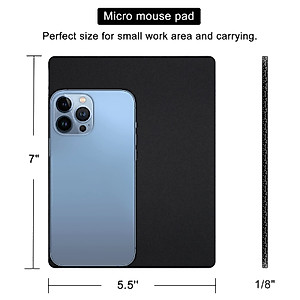 Cyanbone Small Mouse Pad 3 Pack, Mini Mouse Pads for Wireless Mouse and Laptop Computer, Portable Mousepad with Non-Slip Rubber Base & Waterproof Surface - Black -5.5 x 7 in