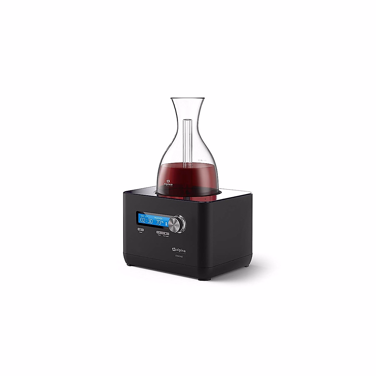 Alpina iFavine iSommelier Smart Electric Super Speed Wine Aerating Decanter Reduces Decanting Time to Seconds Black