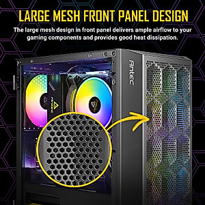 Antec NX200 M, Micro-ATX Tower, Mini-Tower Computer Case with 120mm Rear Fan Pre-Installed, Mesh Design in Front Panel Ventilated Airflow, NX Series, Black, (CJ11132623)