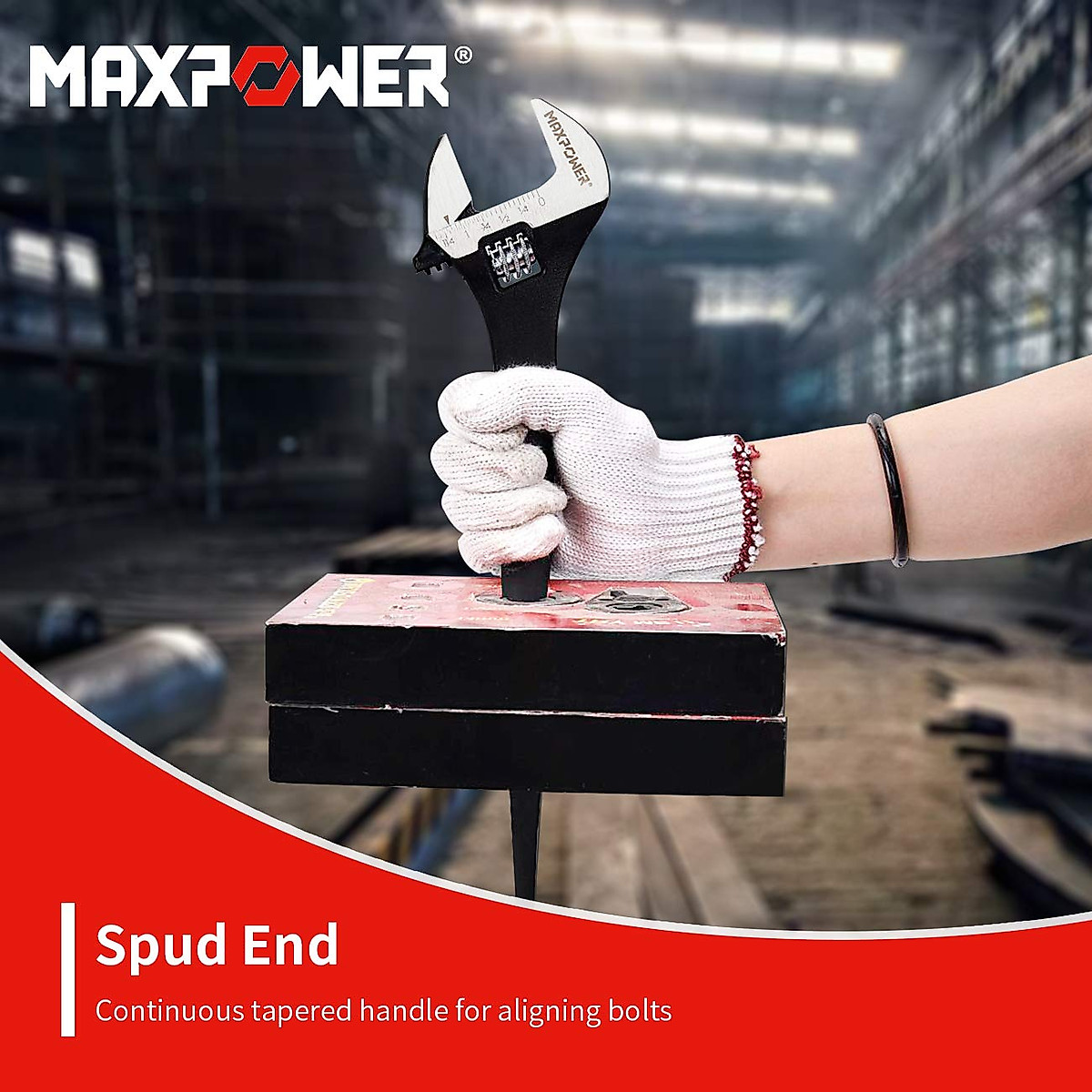 MAXPOWER 3-pieces Spud Wrench, 10-inch 12-inch 16-inch Adjustable Wrench Set with Kitbag