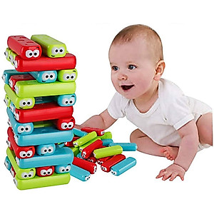 wonuu Timber Tower Block Stacking Game Colored Cartoon Plastic Building Blocks Board Educational Toy Game