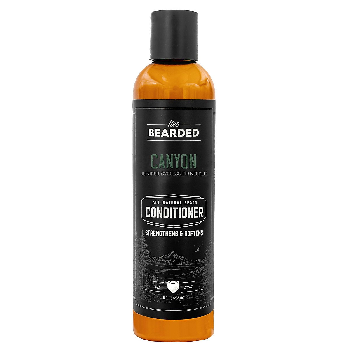 Live Bearded Beard Conditioner, 8 fl oz - Strengthens and Softens Facial Hair - Made in the USA - All-Natural Ingredients with Biotin, Caffeine | Canyon Scent - Juniper, Cypress, Fir Needle