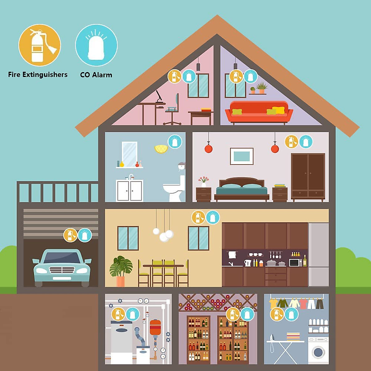 CAYUENG Carbon Monoxide Detector, Replaceable Battery-Operated Carbon Monoxide Alarm Detectors with Digital Display & LED Lights,CO Alarm Device for Kitchen Bathroom Bedroom Coal Stove