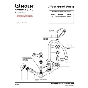 Moen M-DURA Commercial Chrome Two-Handle Wall Mount Utility Faucet, 8126