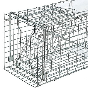 Live Animal Trap Cage Humane Cat Trap Rabbit Trap Humane Mouse Trap Live Traps for Raccoons Small Animal Trap Squirrel Traps Outdoor Groundhog Trap, 24'' Steel Humane Release Rodent Cage