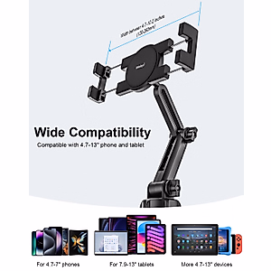 woleyi Cup Holder Car Tablet Mount, iPad Mount Holder for Car/Truck, 360° Rotation Adjustable Universal Tablet Stand Cradle Compatible with iPad Pro Air Mini, Galaxy Tabs, Cell Phones, 4.7-13" Devices