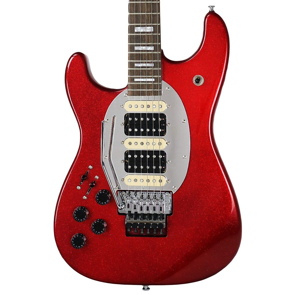 Sawtooth 6 String ES Hybrid Electric Guitar Designed by Michael Angelo Batio w Gig Bag and Accessories, Left-Handed Blood Red Sparkle (ST LH FL-BRS-KIT)