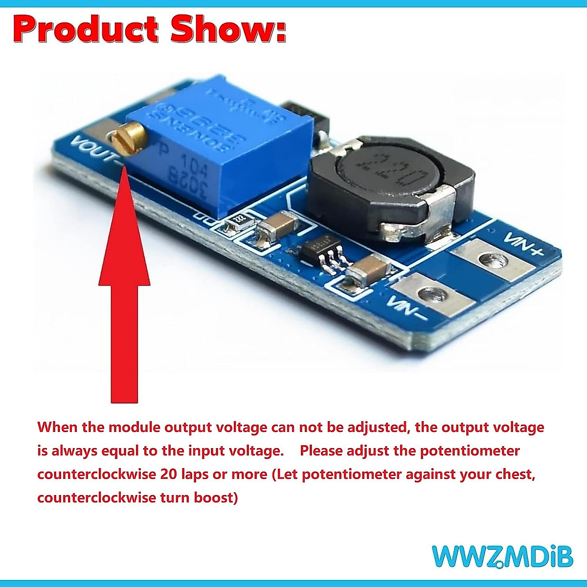 WWZMDiB MT3608 2A DC-DC Converter 2-24V to 5-28V Adjustable Boost Module (3 Pcs)