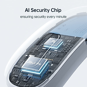 JISULIFE Portable Neck Fan Pro, 100 Speeds Bladeless Fan, Stepless Knob, LED Display, 5000mAh Rechargeable Personal Fan, Mini Hands Free, USB Battery Operated Wearable Fan-Grey