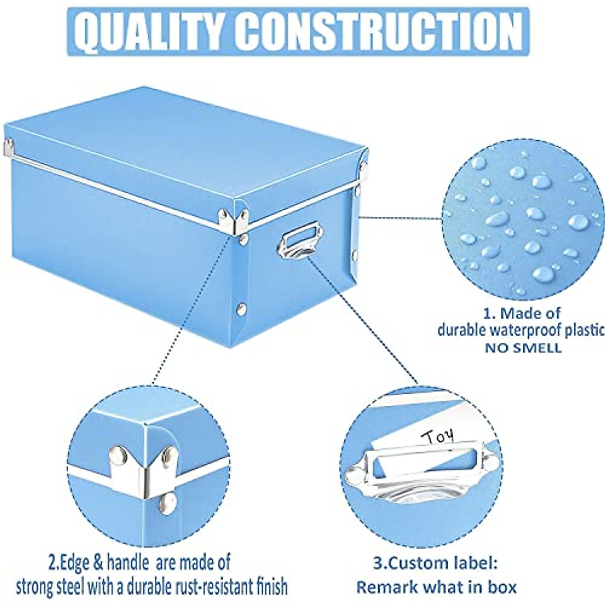 XUCHUN Foldable Storage Box with Lids，3 in 1 Set, Multiple Size Plastic Box for Clothes, Toys, Cosmetic, Books