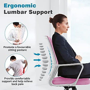Ergonomic Home Office Chair – Rolling Desk Chair with Lumbar Support and Armrest, Height Adjustable Breathable Mesh Chair, Mid Back Executive Task Chair with Padded Seat and Tilt Function