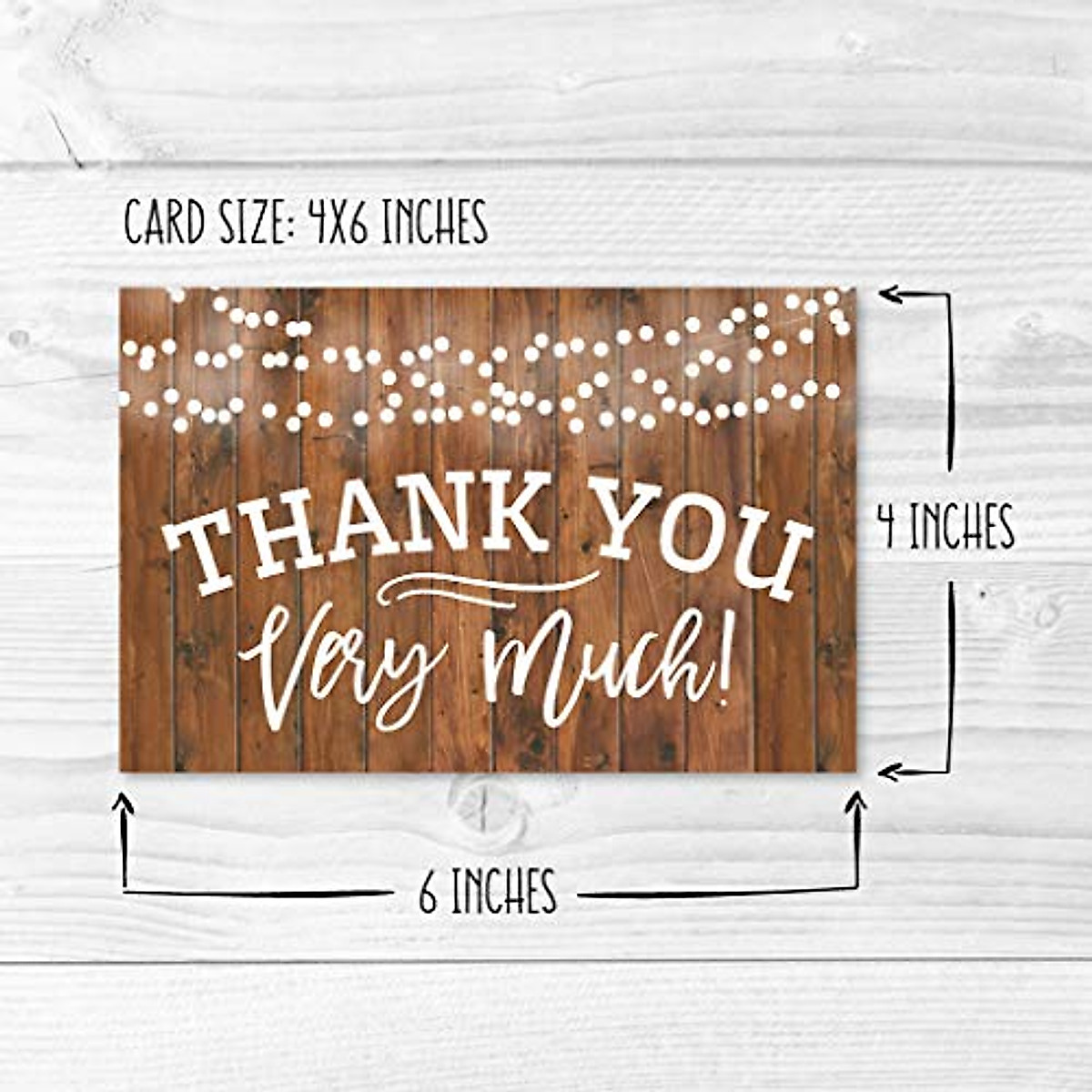 24 Rustic Wood Thank You Cards With Envelopes, Great Note For Adult Funeral Sympathy or Gift Gratitude Supplies For Grad, Birthday, Baby or Country Western Bridal Wedding Shower For Boy or Girl Kid