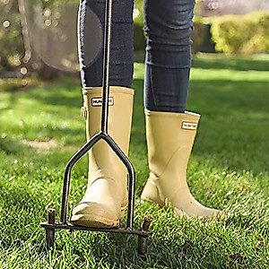 Yard Butler ID-6C Manual Lawn Coring Aerator - Grass Dethatching Turf Plug Core Aeration Tool - Grass Aerators for Small Yards - Loosen Compacted Soil - Gardening Hand Tools - Gray, 37 Inches