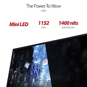 ASUS ROG Swift 32” 4K HDR Gaming Monitor - 144Hz DSC, UHD (3840 x 2160) PC Monitor, Mini-LED IPS with G-SYNC Ultimate, Local Dimming, Ideal for Desktop and Computer Monitor Black - - PG32UQX