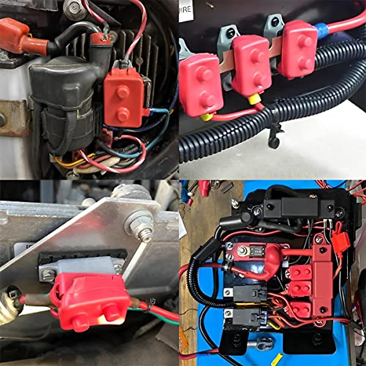 4PCS DC 12V-24V Automatic Reset Circuit Breaker with Cover Stud Bolt, Automotive Replacement Accessories for Battery Chargers, Trucks, Buses, Car Engines, Marine, Electric Cars (50A)