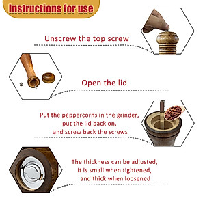 pepper grinder,UMIKAkitchen SYNCHKG087844 KITCHEN Pepper Mill [One Year Warranty], Solid Wood Body with Adjustable Grinder 8"(1 Piece), 1