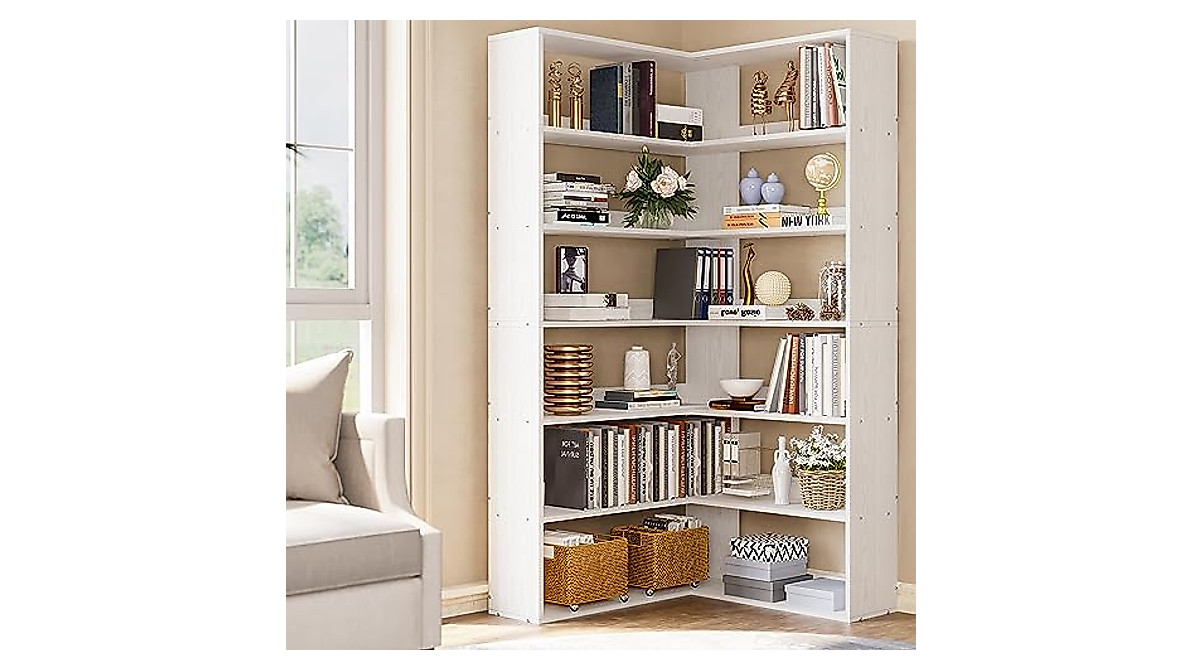 IRONCK 6-Tier Corner Bookcase – Stylish Storage Solution