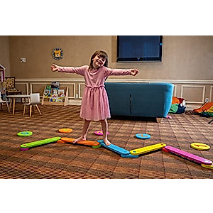 Wood Balance Beam Set for Children - Montessori Toddler Obstacle Path with Stepping Stones