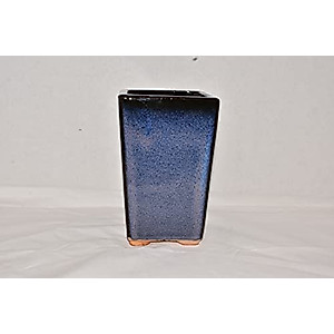 4.5'' Tall Purple & Blues Reactive Glaze Rectangle Shape Bonsai Cactus Planter Plant Pot, Blues & Purples