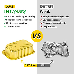 Small Aluminum Pans with Lids Heavy Duty - (40 Pack + 40 Lids, 6.3"×4.4") 1.2 LB Tin Foil Food Containers with Lids, Disposable Tin Foil Pans with Lids for Baking, Meal Prep, Freezer and Takeout