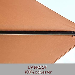 LOKATSE HOME Table Outdoor Market Patio Umbrella with Crank 9 Feet 6Ribs, Brown-Small