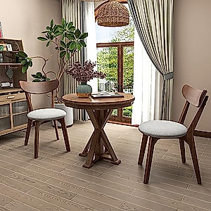 ERGOMASTER Dining Chairs, Set of 2 Walnut Wood Chairs with Curved Back for Home, Kitchen, Dining Room, Restaurant