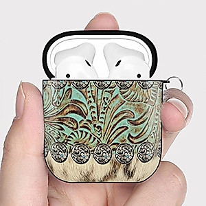 Case Cover for AirPods 1 & 2 Rustic Brown Teal Full Body Protection Case Earphone Earset Case Hard PC Cover