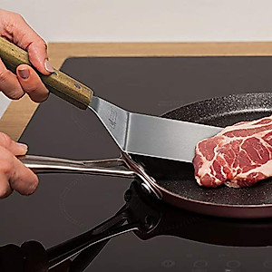 Barbecue Turners with Acacia Wood Handle, Professional Stainless Steel 4-Piece BBQ Grilling Cooking Spatula Set