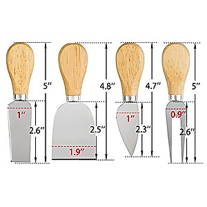 YXChome 4 Cheese Knives Set-Mini Knife, Butter Knife & Fork