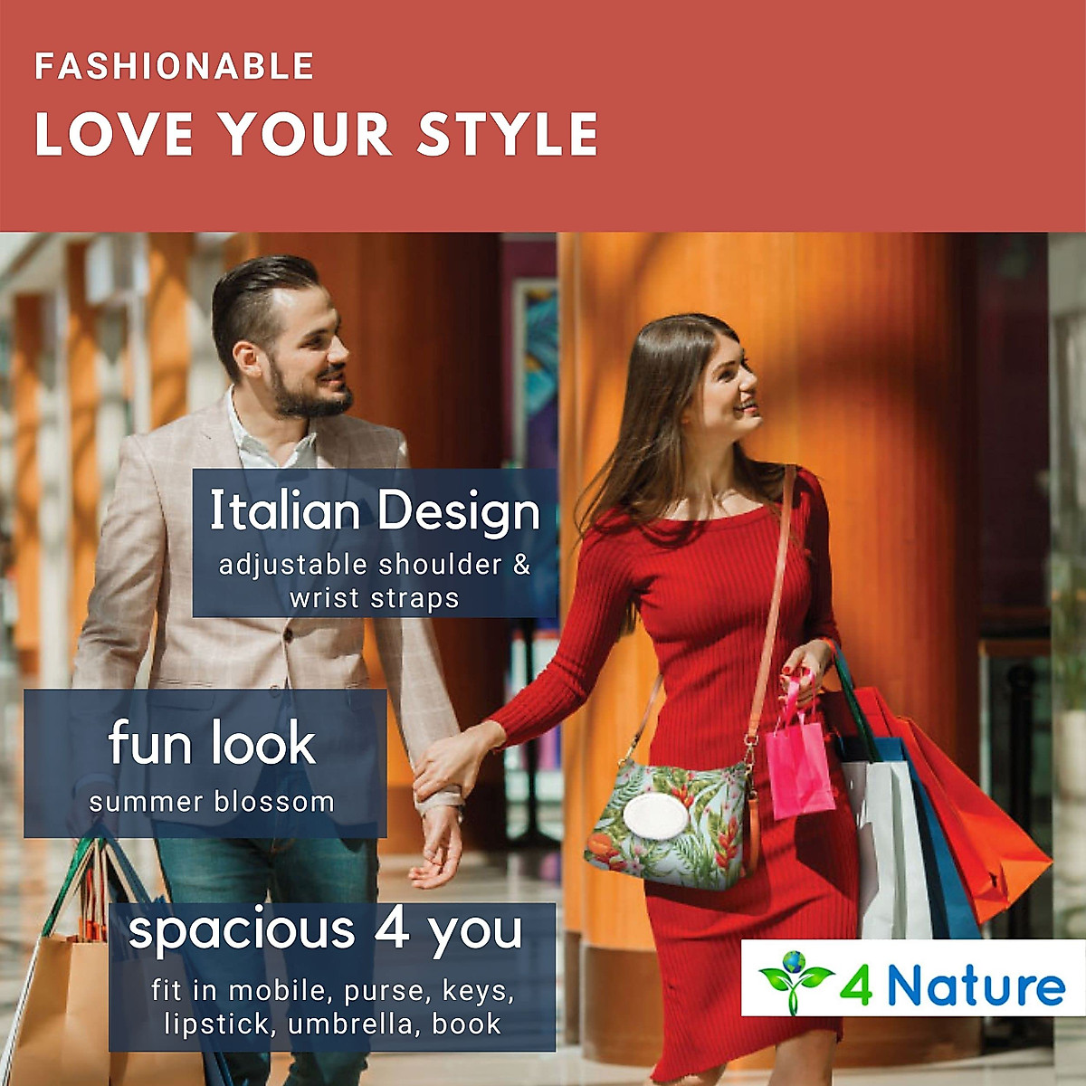 4 Nature Diaper Clutch Bag, Lightweight, Water Resistant and Bag Dispenser with Wipes Holder and Adjustable Straps for Cross Body (Tropical Paradise)