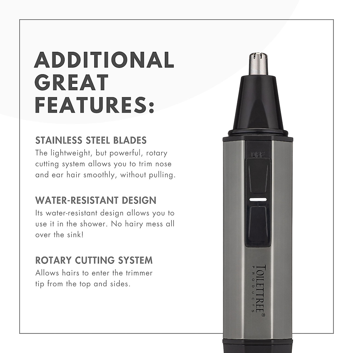 ToiletTree Products Water Resistant Heavy Duty Steel Nose Trimmer with LED Light and Travel Case