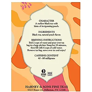 Harney & Sons Fresh Brew Peach Iced Tea, 3 count box, Makes 6 Quarts of Iced Tea