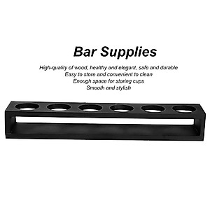 Shot Glasses Cocktail Holder, Shot Glass Tray Holder Organizer Drinks Serving Board Organizer 6 Holes Wooden Drinks Paddle Black Shot Glass Serving Tray for Home Party Bar(01)