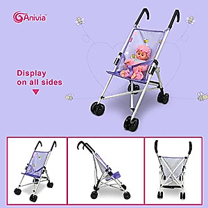 Anivia Baby Doll Collection Doll Stroller Heart Design Gifts for Toddlers and Girls Foldable Doll Stroller