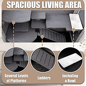 PetsCosset Large Hamster Cages, Wooden Hamster Cages and Habitat with Food Bowl, Shelf and Ladder, Openable Top, Indoor Guinea Pig Cage with Deep Not Leakage Pull Out Tray (23.6" L X 15.7" W X 31.5”H)