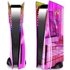 SIKEMAY PS5 Accessories PlayStation 5 Plates with RGB LED Light Strip, Console Cover Face Plates Side Shell with Cooling Vents, PS5 Lights 8 Color 400+Effects Kit, Custom Dust Skin - Plating Purple