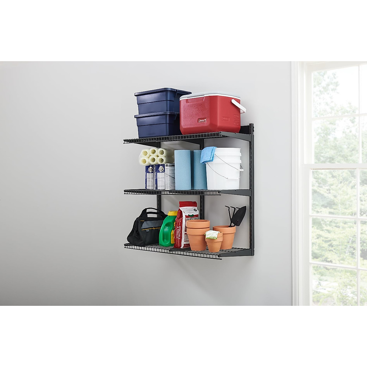 Rubbermaid Fasttrack Rail Storage 36"x12" 3-Shelf Kit, 350 lbs. Per Shelf, for Home/Garage/Shed/Workshop Organization