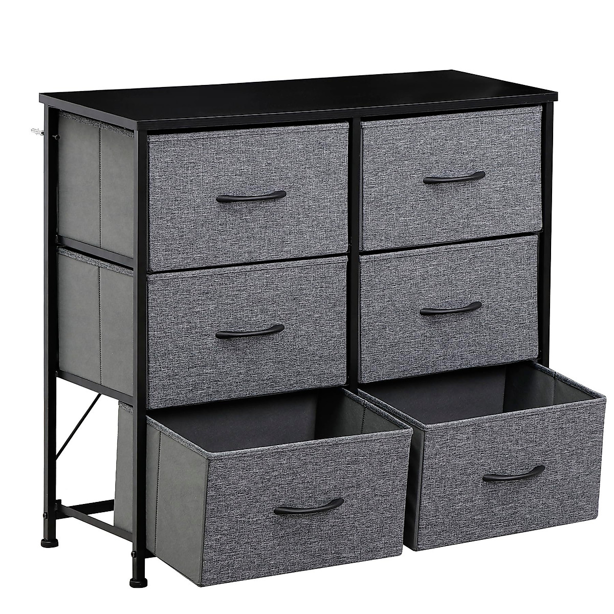 SUPER DEAL 6 Drawer Dresser for Bedroom Fabric Storage Tower Double Dresser Organizer Chest of Drawers Heavy Duty Steel Frame Wood Top for Livingroom Kids Toys Closet Nursery Hallway, Grey