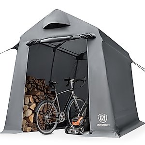 EVER ADVANCED Outdoor Storage Shelter with Vents Storage Tents for Outside Heavy Duty Storage Sheds for Motorcycle, Bike, Grey