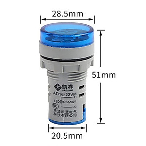 Szliyands 3pcs Digital Display AC Voltage Indicator, 22mm Round Head LED Voltage Tester AC50~500V Voltmeter Monitor (Yellow)