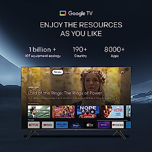 Skyworth 55-Inch 4K UHD Smart TV, UE7600 Series Google TV with Dolby Audio, Bluetooth Remote, Voice Control Google Assistant, Google Cast, Bezel-Less Design, Ultra-Slim, Streaming Television