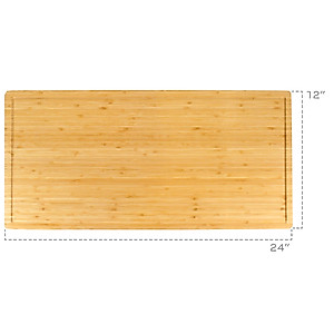 BambooMN Heavy Duty Premium Bamboo Cutting Board - Vertical Cut - Grooved - 24" x 12" x 1"