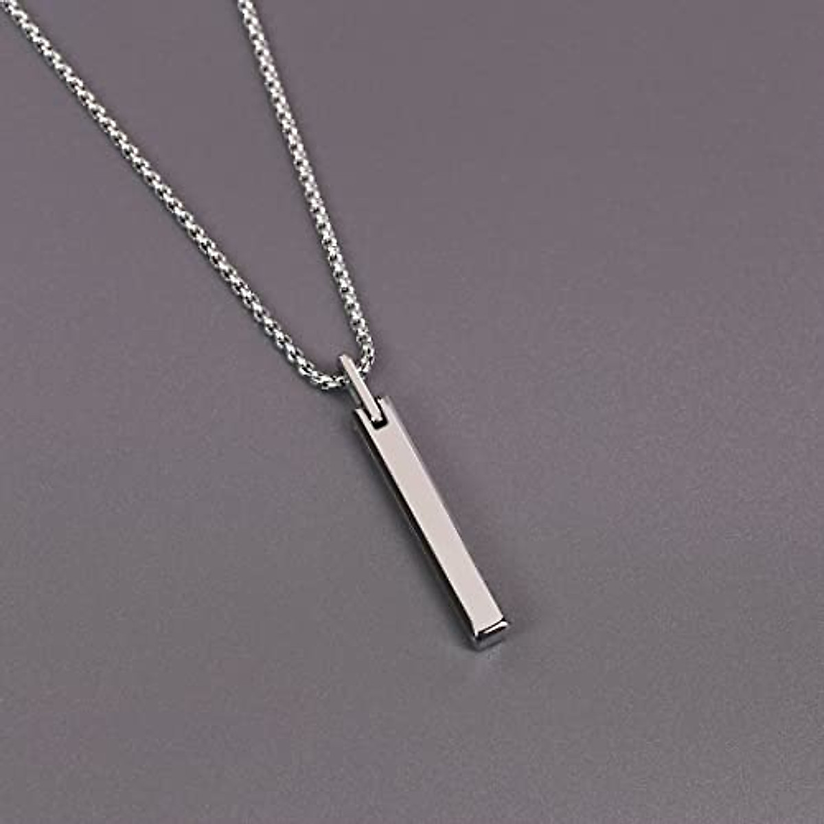 COAI Box Chain Simple Tungsten Steel Bar Pendant Necklace for Men 20"