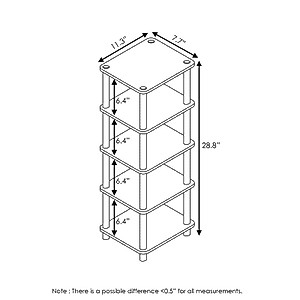 FURINNO Turn-N-Tube 4-Bins System Rack, Columbia Walnut/Black/Dark Brown