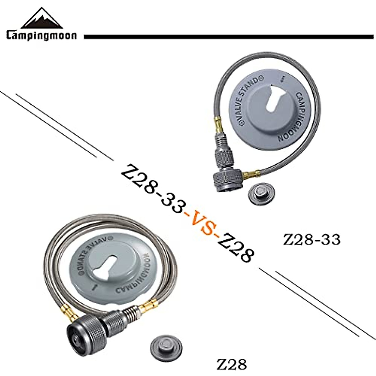 Campingmoon 13 Ft Stainless Braided Propane Adapter Hose, Input: EN417 Lindal Valve Canister, Output: Two En417 Lindal Valve (male thread), Application: EN417 Lindal Valve Canister And Device,Z28-33