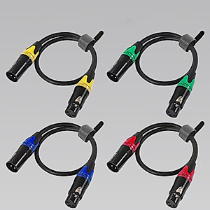 MIKIZ XLR Microphone Cables 6 Feet 4 Pack - Pro Balanced XLR Audio Cables with 3-Pin XLR Male to Female