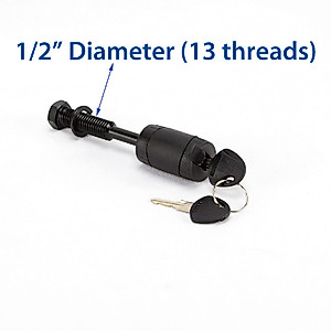 Heininger 6033 Advantage SportsRack 1.25" Threaded Receiver Trailer Lock, Black